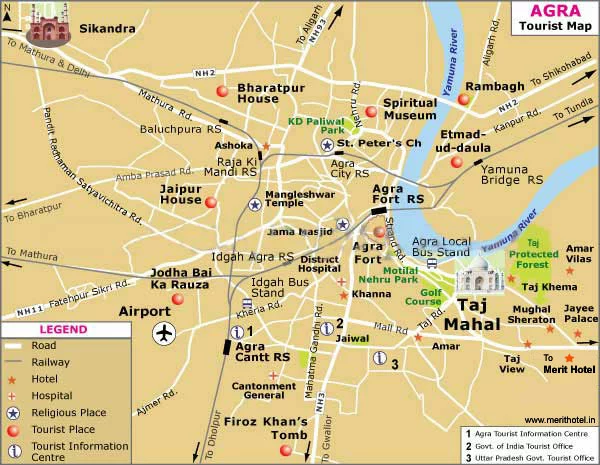 Map of Agra - Merithotel.in